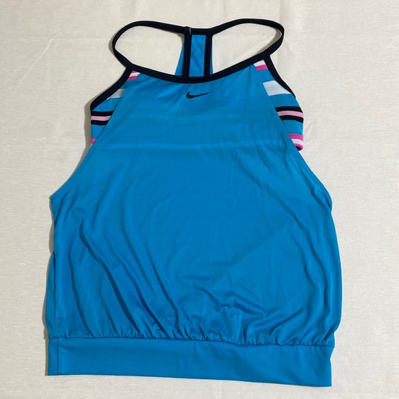 Nike | Swim | Nwot Nike Womens Racerback Layered Bluegray Stripes ...